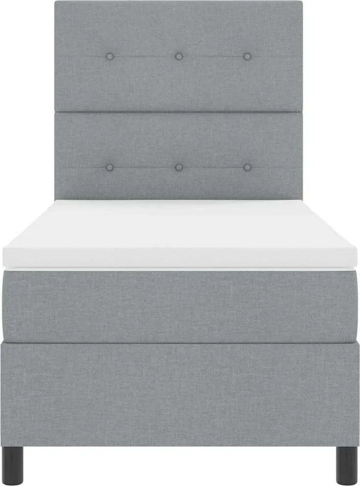 Postel s boxspringem s čelo Světle šedá 90 x 190 cm textil 3339350