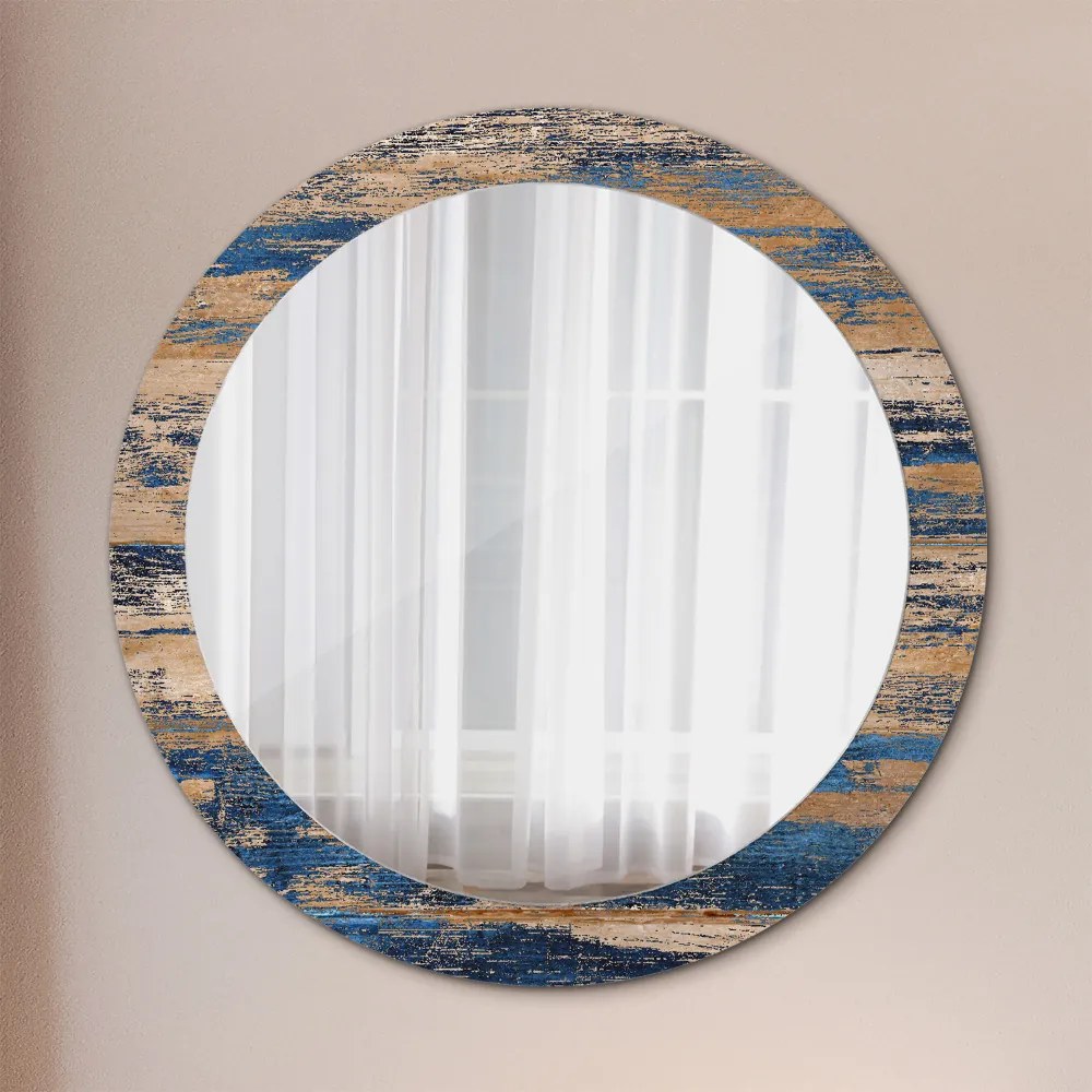 Kulaté dekorativní zrcadlo Abstraktní dřevo fi 80 cm