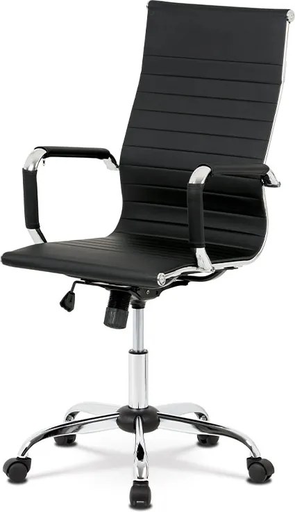 Kancelářská židle na kolečkách JUSTIN – umělá kůže, černá, nosnost 130 kg