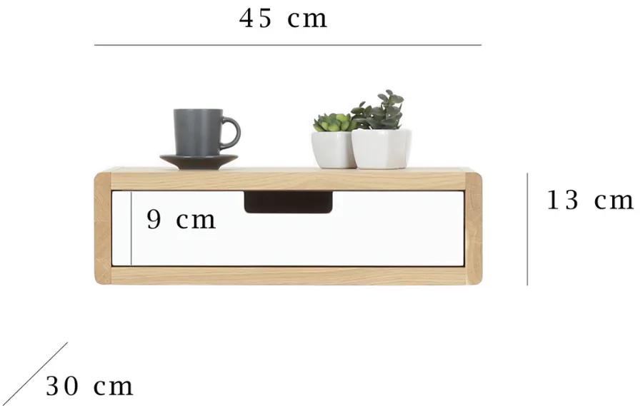 Benlemi Zaoblený závěsný noční stolek se šuplíkem LUNA FLO bílý Zvolte kvalitu dřeva: 2. Kombinace dubového masivu a dýhované DTD desky
