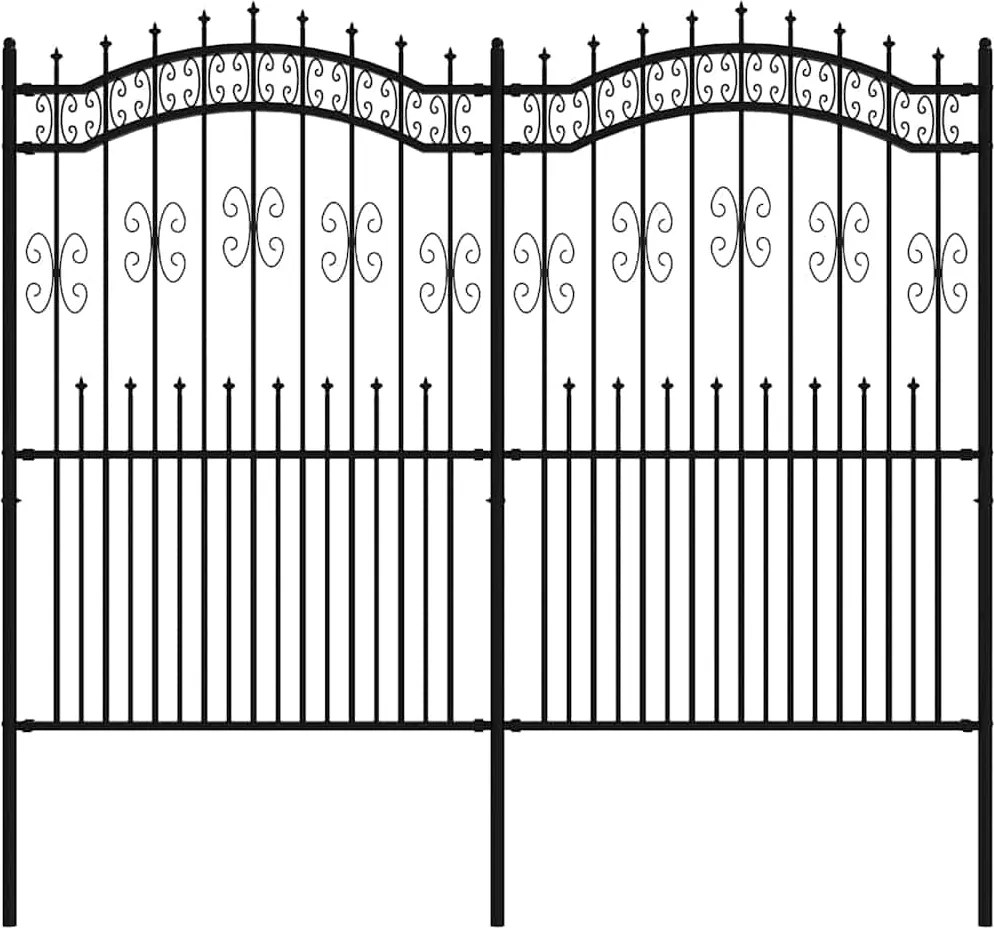 Zahradní plot KAMPEN s kopím nahoře černý 240 x 175 cm ocelový 151088