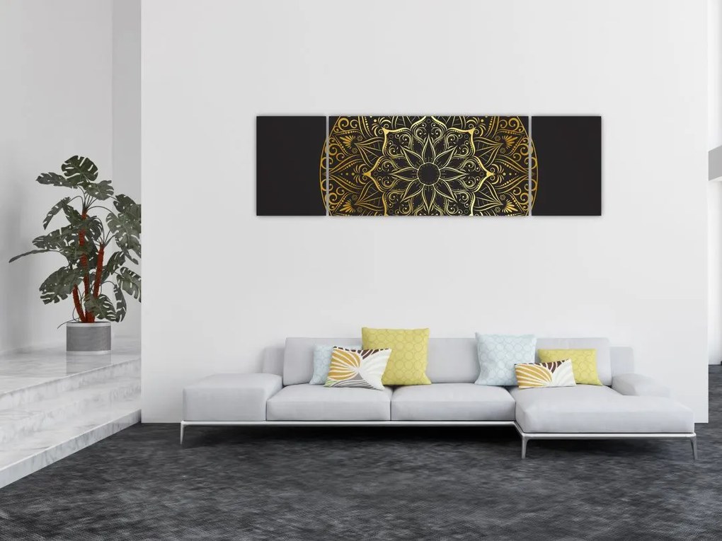 Obraz zlaté abstrakce (170x50 cm)