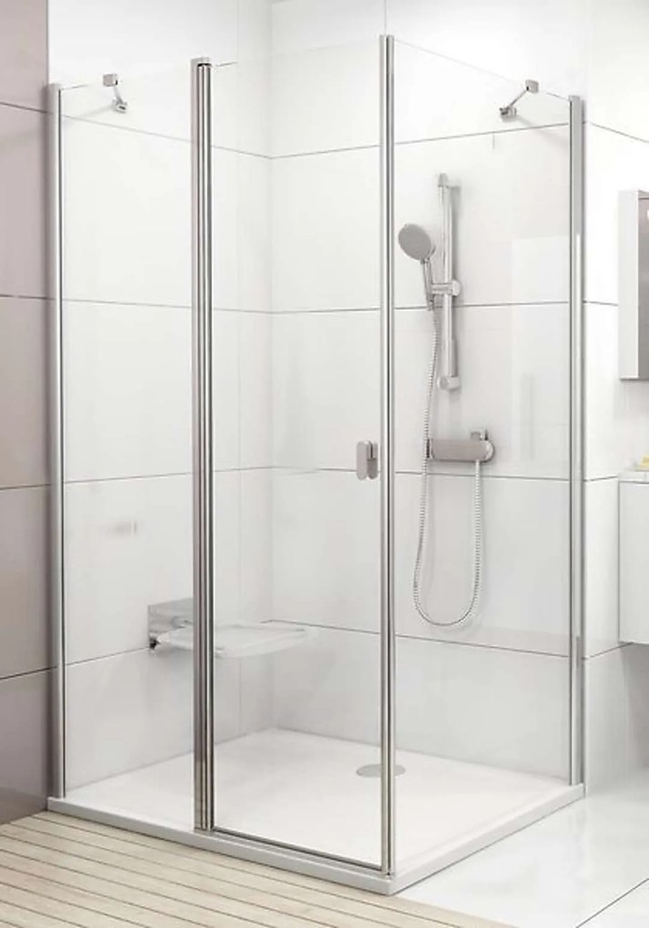 Ravak Chrome - Sprchová stěna pevná CPS-80, 78-80 cm, satin/čiré sklo 9QV40U00Z1