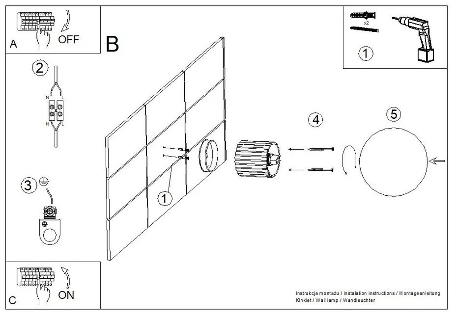 Vínové nástěnné svítidlo Orbital – Sollux