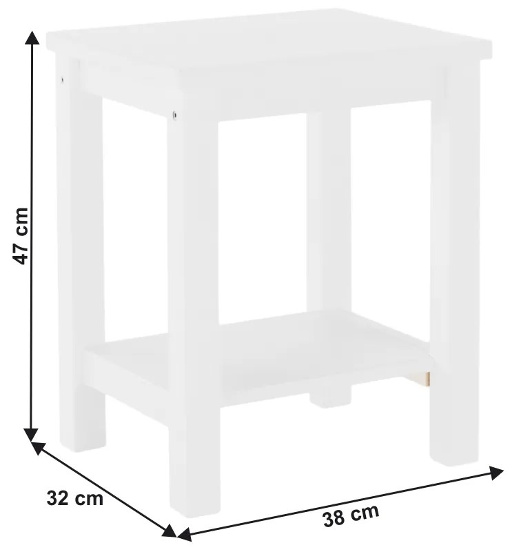 Kondela Noční stolek, masív/bílá, FOSIL