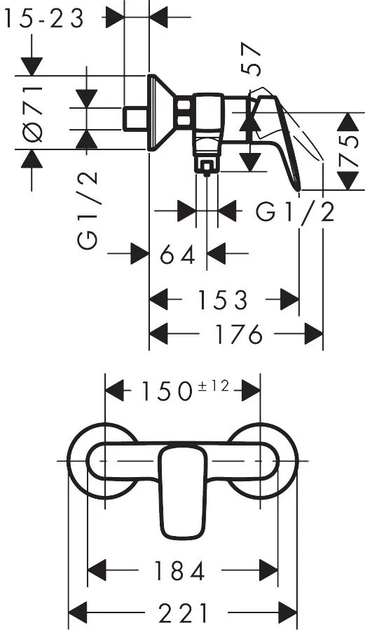 Hansgrohe Logis, sprchová baterie nástěnná, černá matná, HAN-71600670