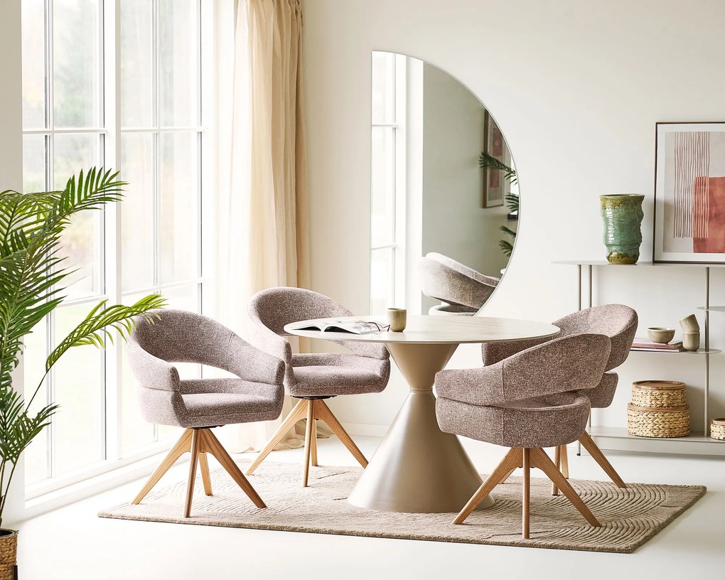House Nordic Otočná židle DOVER hnědá s dřevěnými nohami 1001408
