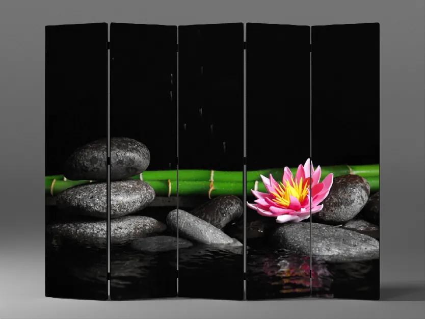 Liox Paraván zen kameny a lotosový květ Rozměr: 225 x 180 cm