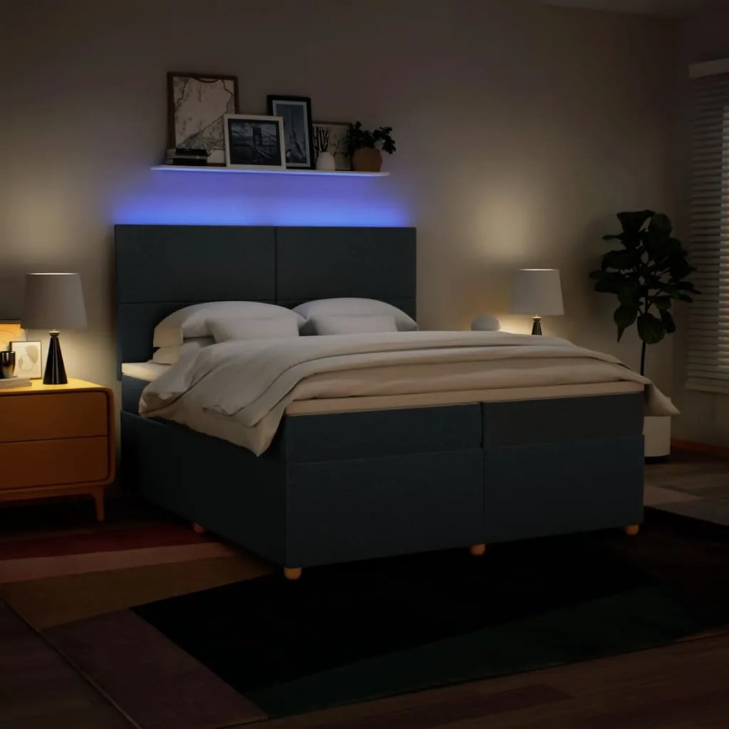 Box spring postel s matrací modrá 200x200 cm textil 3293686