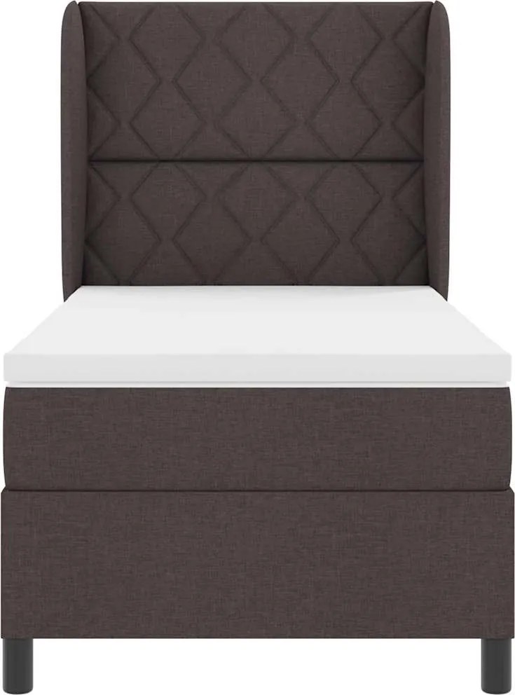 Postel s boxspringem s čelo Tmavě hnědá 100 x 200 cm textil 3340616