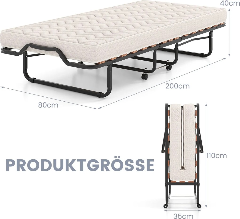 Costway Skládací postel Rolety matrace z paměťové pěny pro hosty Itálie