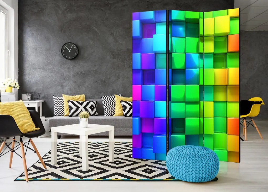 Paraván barevné kostky (135x172 cm) - Murando DeLuxe