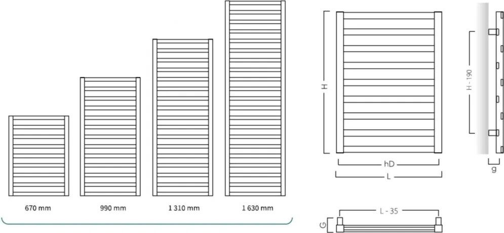 Hopa Poppy koupelnový radiátor 500 x 1630 mm středové připojení černá RADPPY501631SP