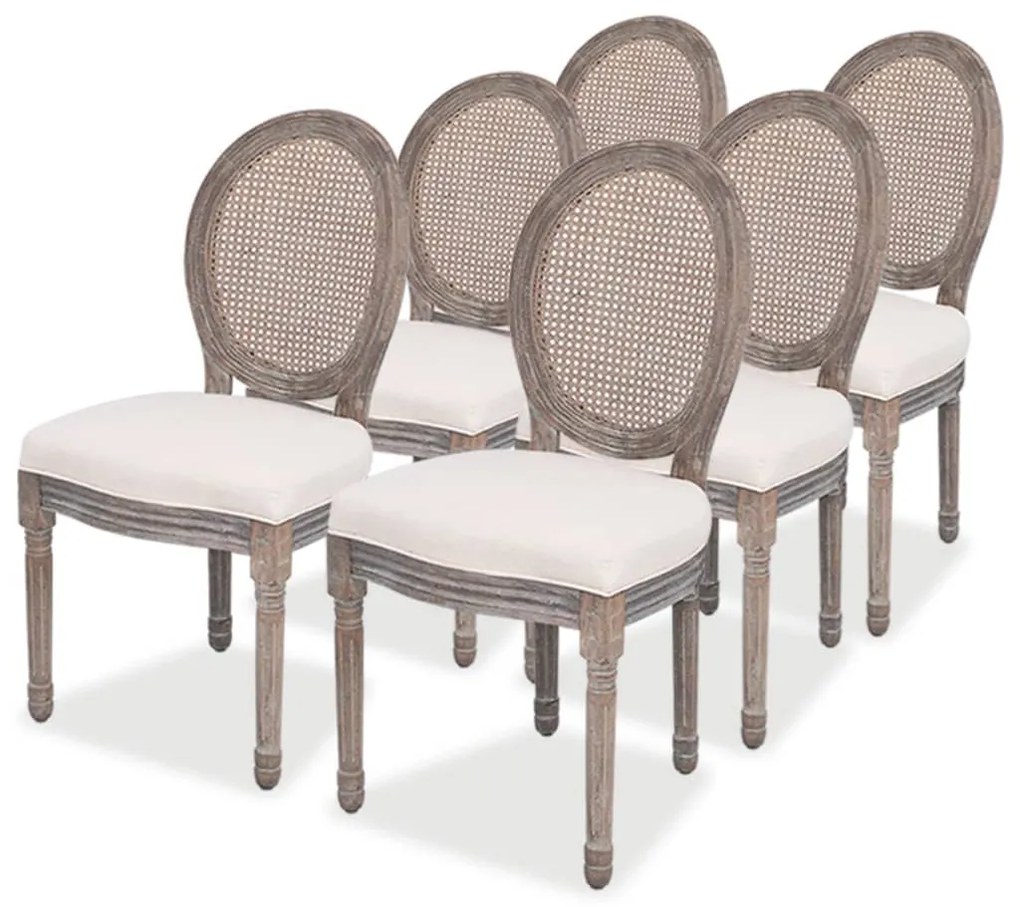 274621 vidaXL Jídelní židle 6 ks krémové textil