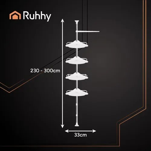 Rohová a teleskopická polička do sprchy - 240-310 cm