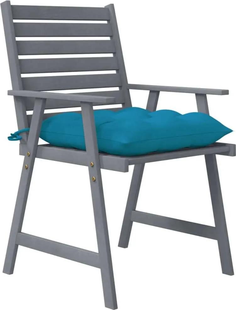 vidaXL Zahradní jídelní židle s poduškami 4 ks masivní akáciové dřevo [3078423] Barva: Modrá