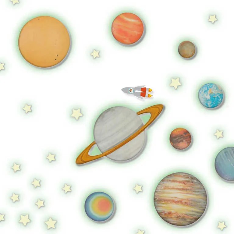 SES CREATIVE Explore Svítící planety dekorace nálepky svítící ve tmě 25123