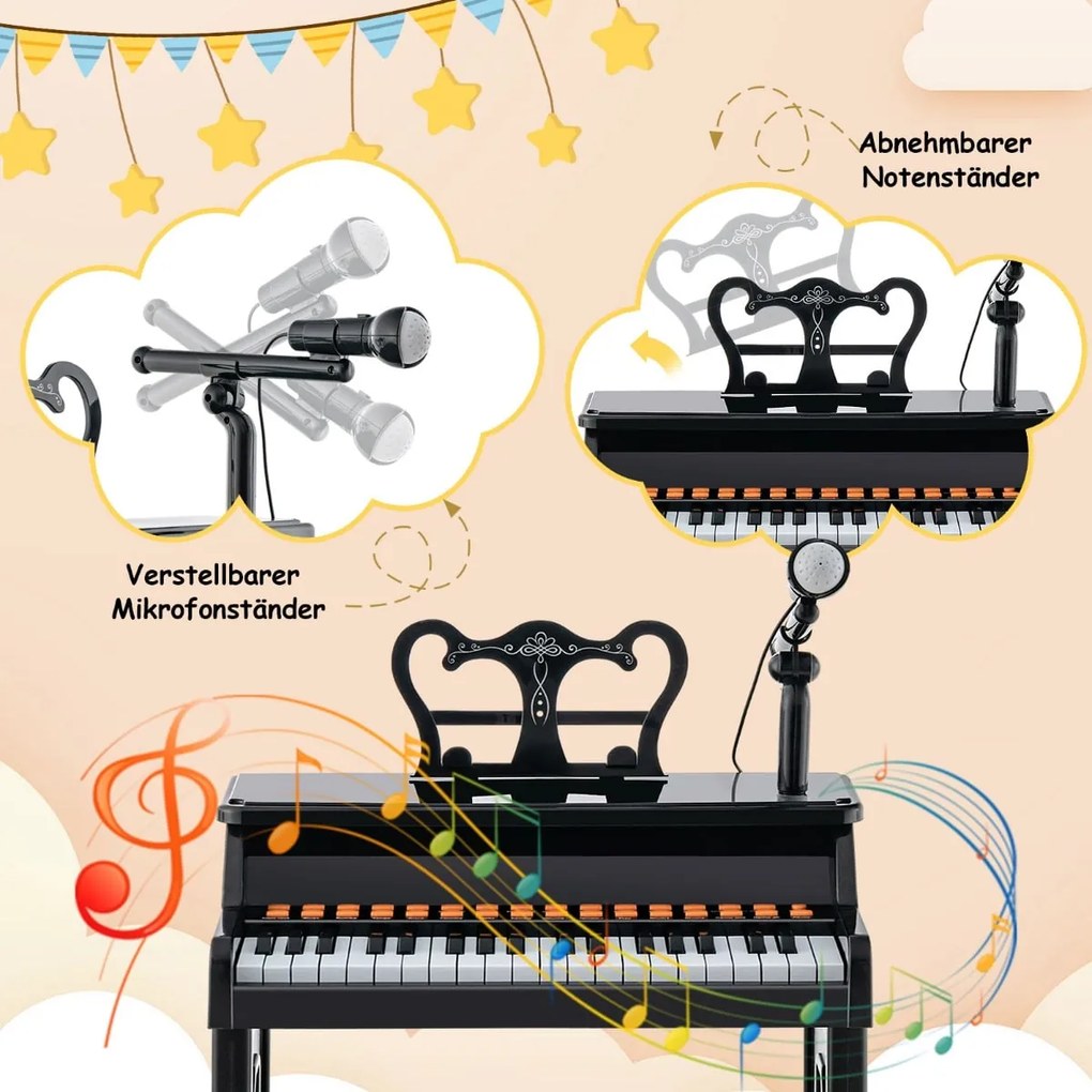 Costway 37-klávesová dětská klaviatura elektronické dětské piano se stoličkou