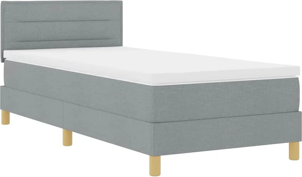Postel s boxspringem s polštářem Světle šedá 80 x 200 cm textil 3338797