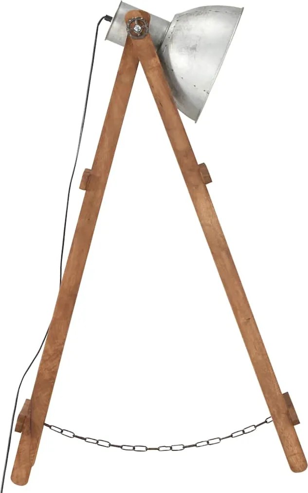 Stojací lampa stříbrná masivní mangovníkové dřevo 320587
