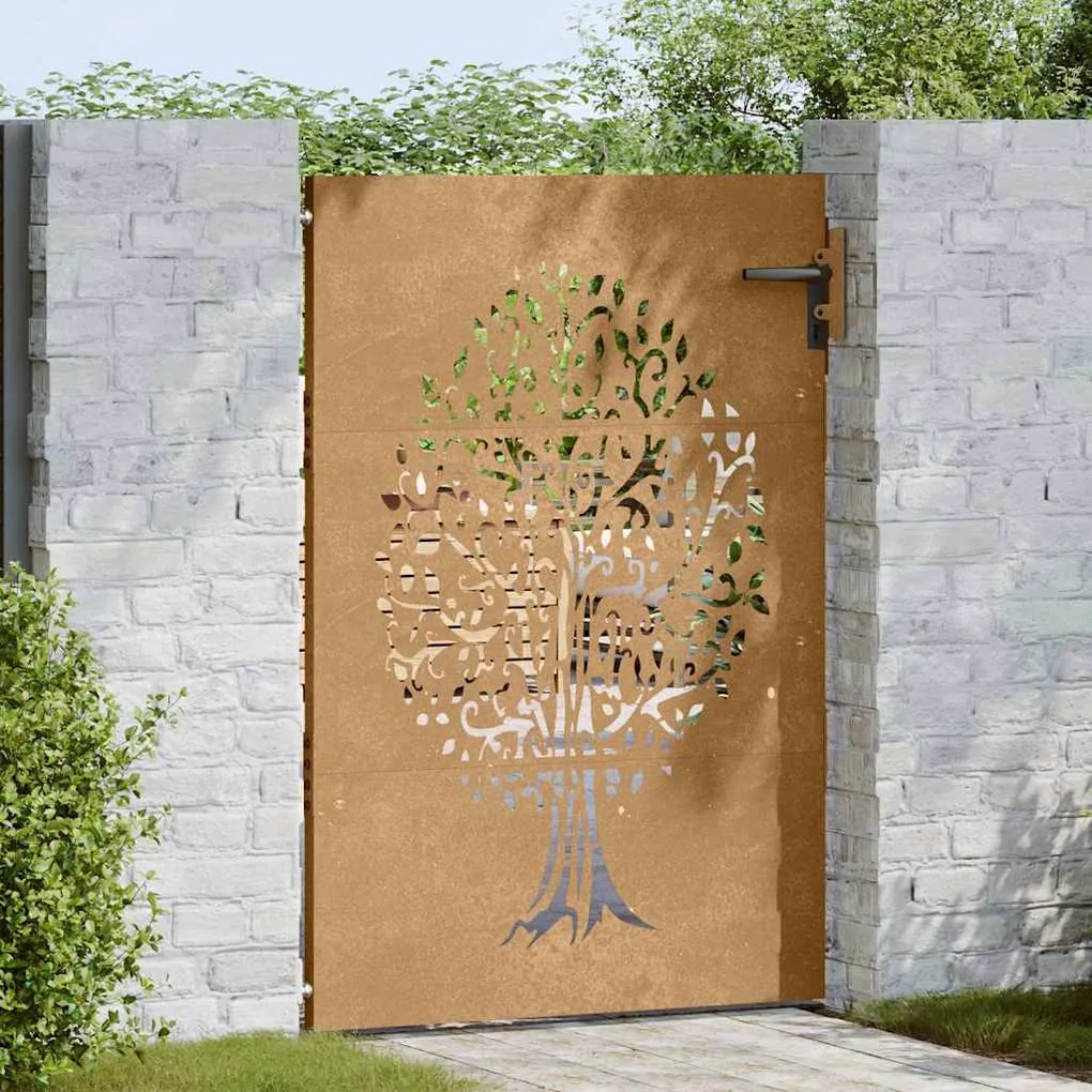 Zahradní branka 85 x 125 cm z cortenové oceli, design stromu 153210
