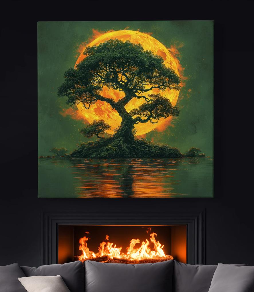 Obraz na plátně - Strom života Ohnivý měsíc FeelHappy.cz Velikost obrazu: 60 x 60 cm