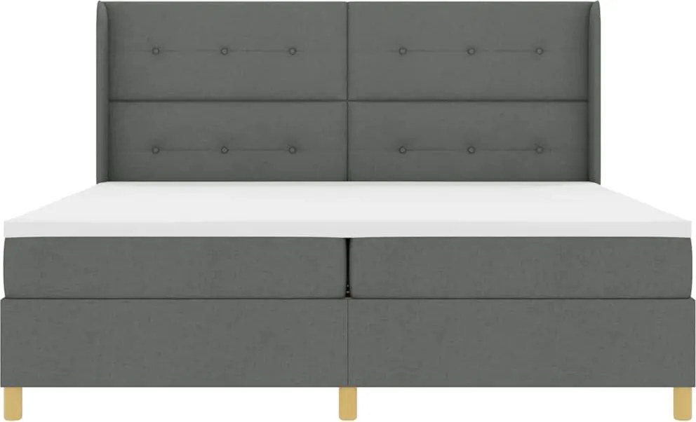 Postel s boxspringem s čelo Tmavě šedá 200 x 200 cm textil 3341855