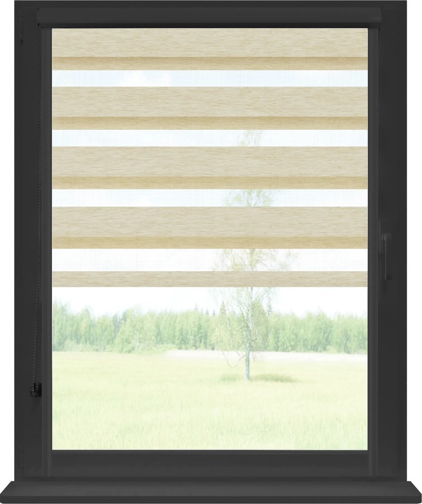 Dekodum Roleta den a noc v antracitové kazetě premium, barva látky Písek Šířka (cm): 86, Výška (cm): Standardní (do 150 cm), Strana mechanismu: Levá