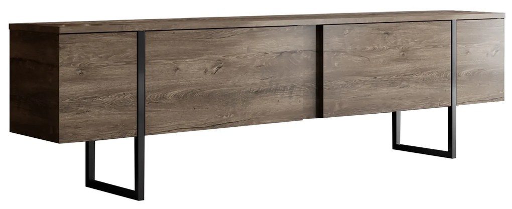 Hanah Home TV stolek Luxe - Walnut, Black, Ořech, Černá