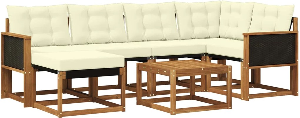 Venkovní pohovková souprava 7 ks Přirozená a Krémová 3382070