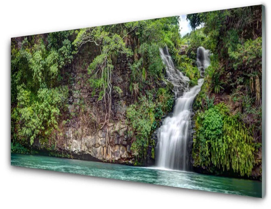 akrylový obraz Vodopád Skála Příroda 120x60 cm