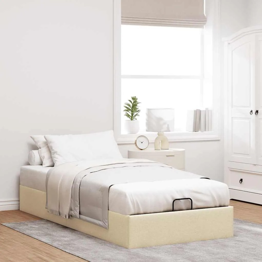 Osmanský rám postele bez matrací krémově 80x200 cm textil 3310838