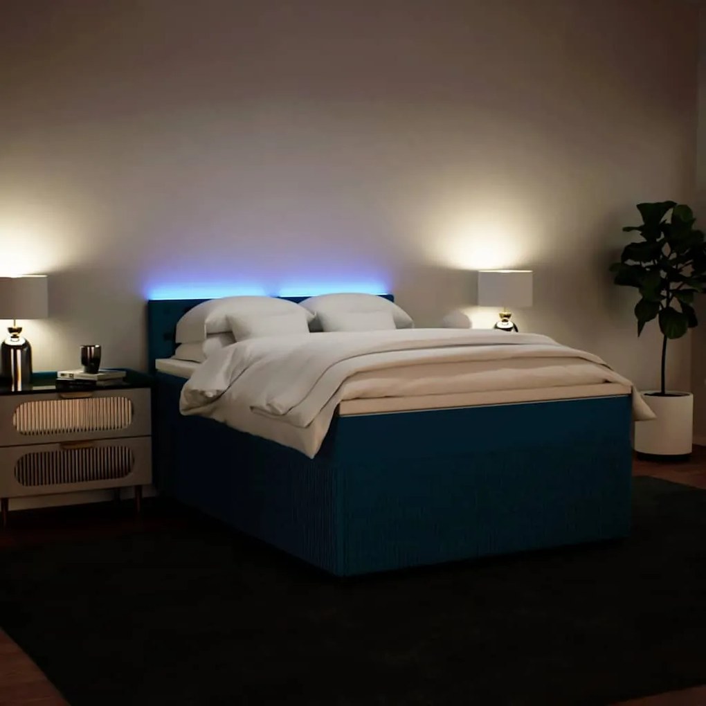 Box spring postel s matrací modrá 160 x 200 cm samet 3290098