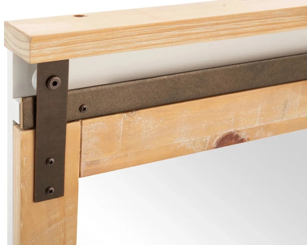 furniture-nabytek.cz - Masivní koupelnové zrcadlo Caprino z borovice a MDF, lakované, bílé/hnědé – 70x70 cm