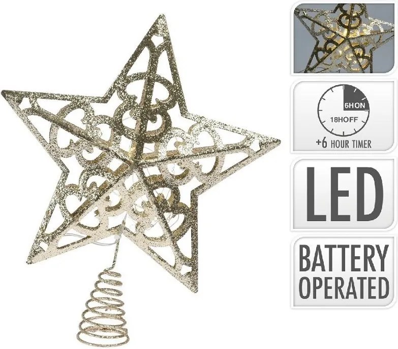 LED špice na stromeček Zlatá hvězda 28 cm