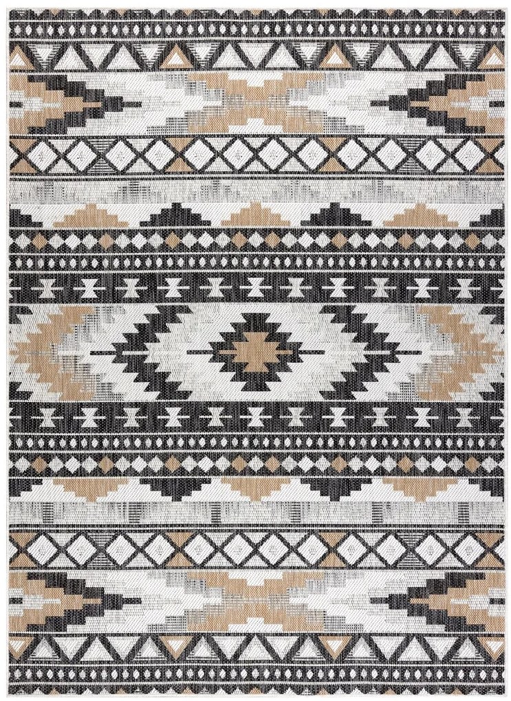 Dywany Łuszczów Kusový koberec Cooper Sisal Aztec 22235 ecru/black – na ven i na doma - 140x190 cm