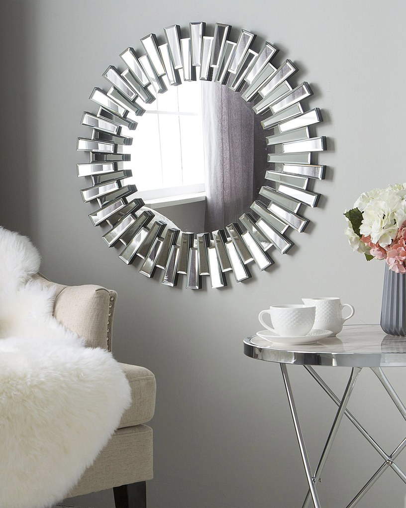 Nástěnné stříbrné zrcadlo ø70 cm CHOLET Beliani