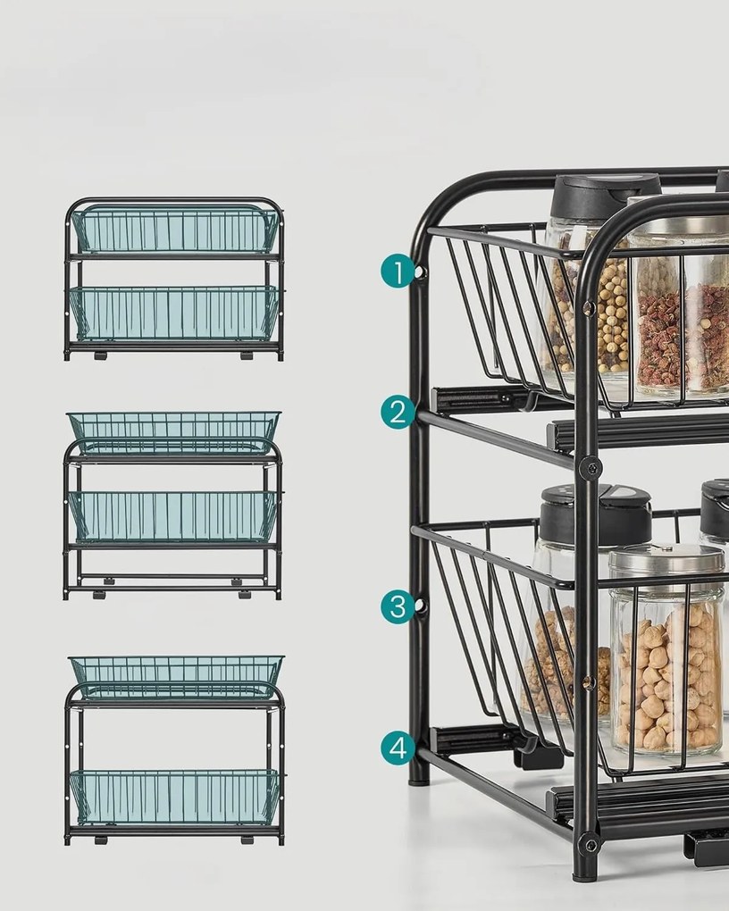 Sada 2 ks kuchyňských organizérů Goody 35 cm černá