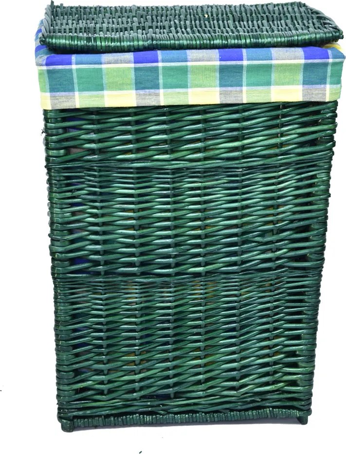 Vingo Hranatý proutěný koš na prádlo lahvově zelené barvy Rozměry (cm): 39x34, v. 52