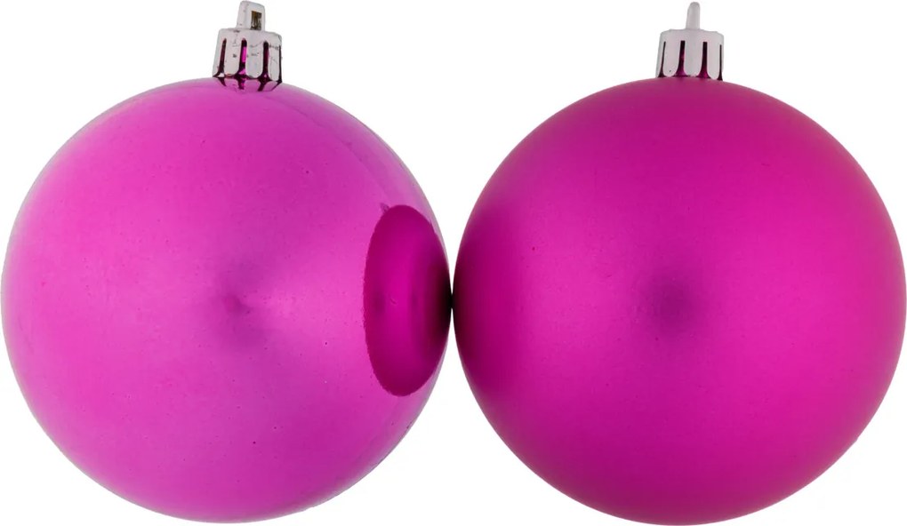 Sada vánočních ozdob růžová 6 cm plastové koule, 12× lesklá, 12× matná, balení 24 ks