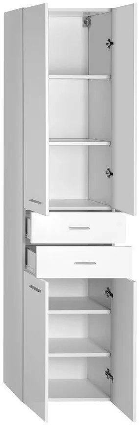 Aqualine Aqualine, ZOJA/KERAMIA FRESH skříňka vysoká 50x184x29cm, bílá, zásuvky, 51291