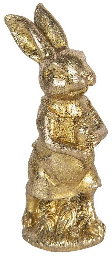 Zlatá dekorace králíka s mrkví Métallique - 4*4*11 cm