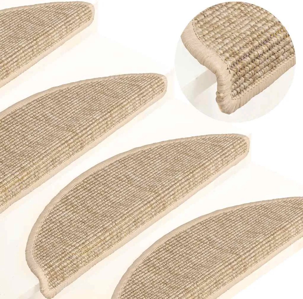 Schodové rohože 15 ks 56 x 17 x 3 cm světle béžové, půlkulaté 326897
