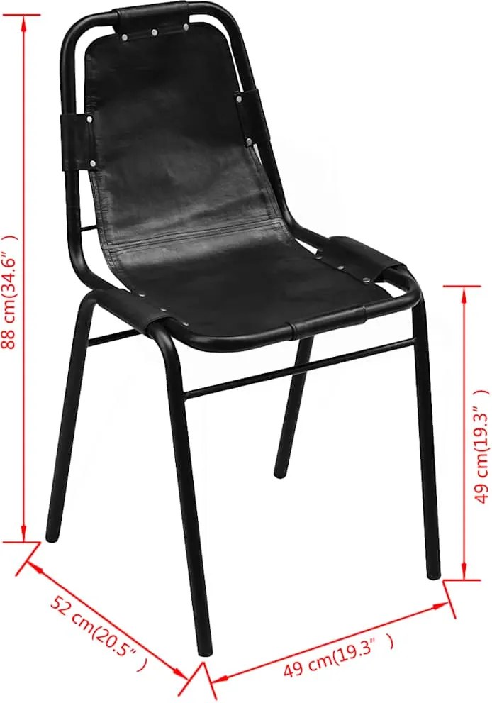 Jídelní židle 2 ks černé pravá kůže 243721