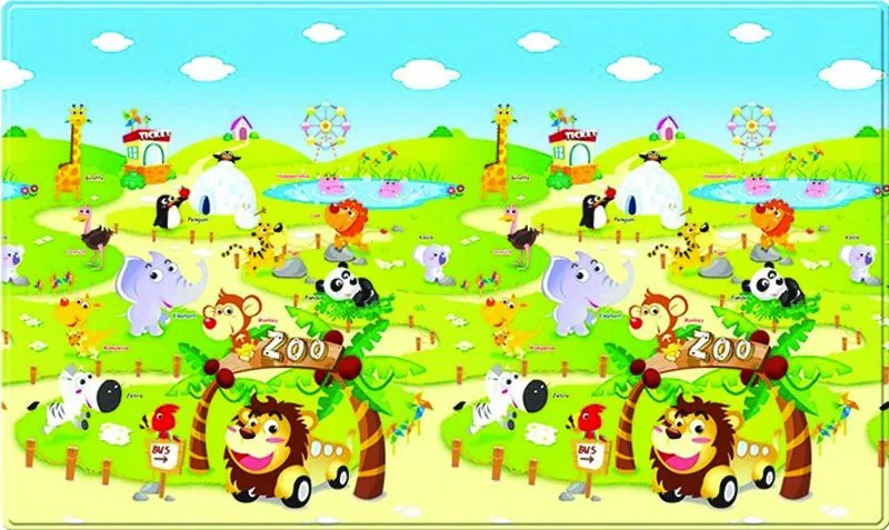 Dwinguler, Oboustranný protiskluzový koberec ZOO – na ven i na doma, 130x190, vícebarevná, dětský pokoj