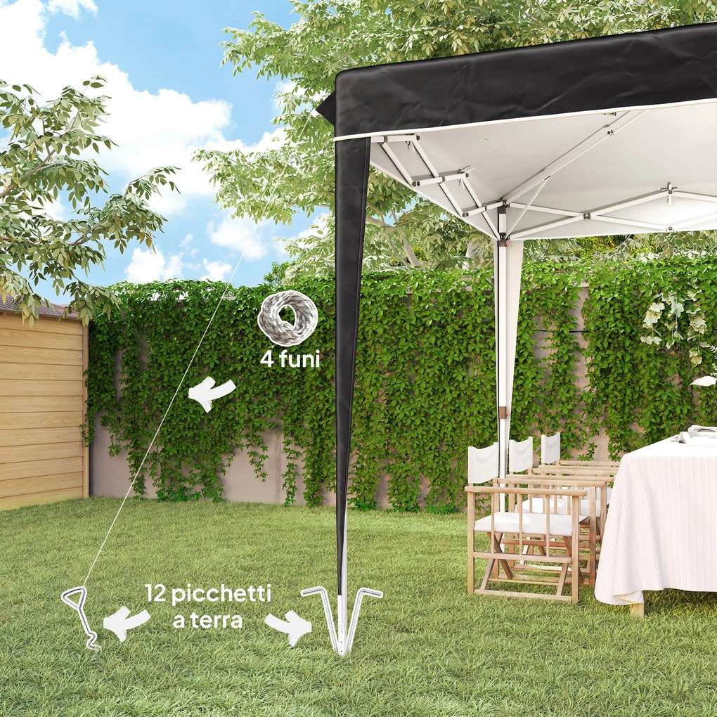 Zahradní altán Outsunny 3x3 m Skládací Pop Up Nastavitelná Výška s Odtokovými Otvory, Kovová Konstrukce a Oxfordská Tkanina s Taškou na Přenášení, UV…
