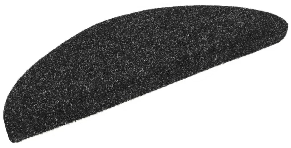 Schodové rohože samolepicí 15 ks 56 x 17 x 3 cm černé, půlkulaté 132692