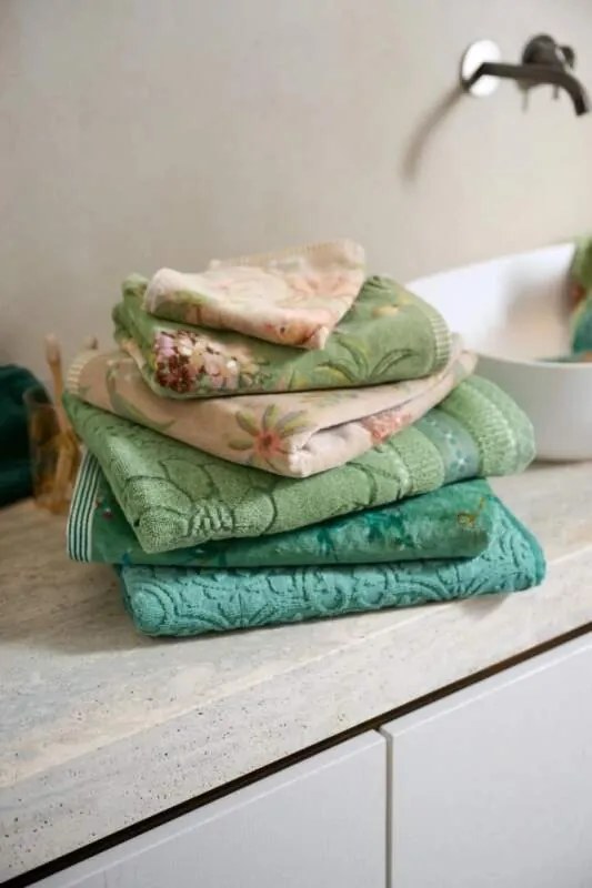 Pip Studio Jasmine Jacquard bavlněný froté ručník zelený 55x100 cm