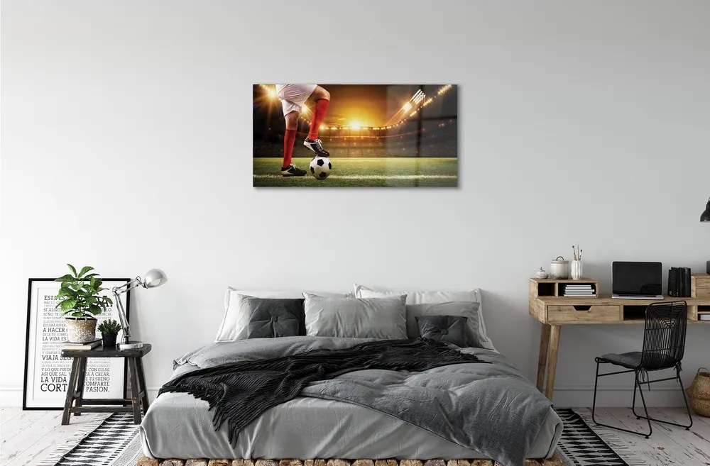akrylový obraz Fotbalovém stadionu nohy 100x50 cm