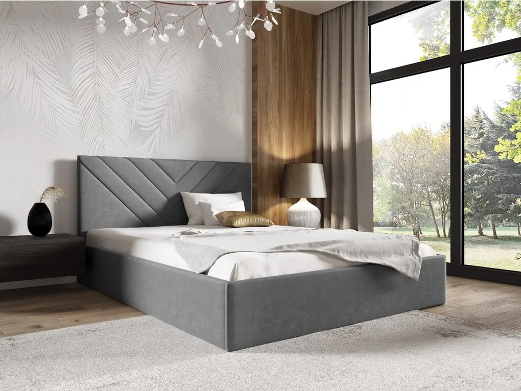 Eka Čalouněná postel LIZA 180x200 cm Barva látky Trinity: Černá (Trinity 2316), Úložný prostor: Bez úložného prostoru